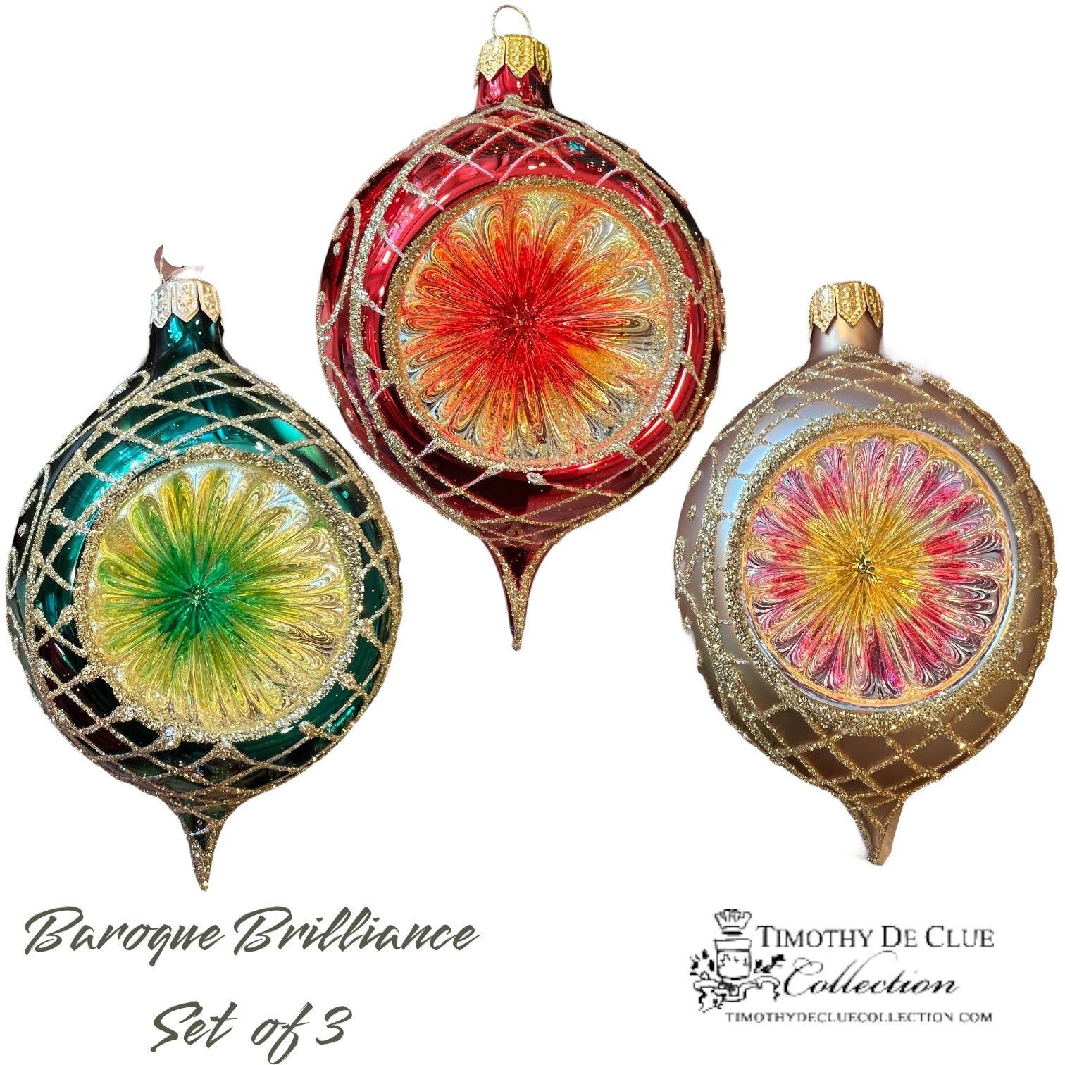 Baroque Brilliance Set of 3 - German Glass Ornament Christmas Collecti ...