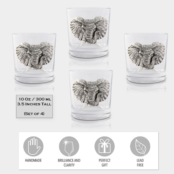 Elephant Bar Glasses Set of 4 - Timothy De Clue Collection